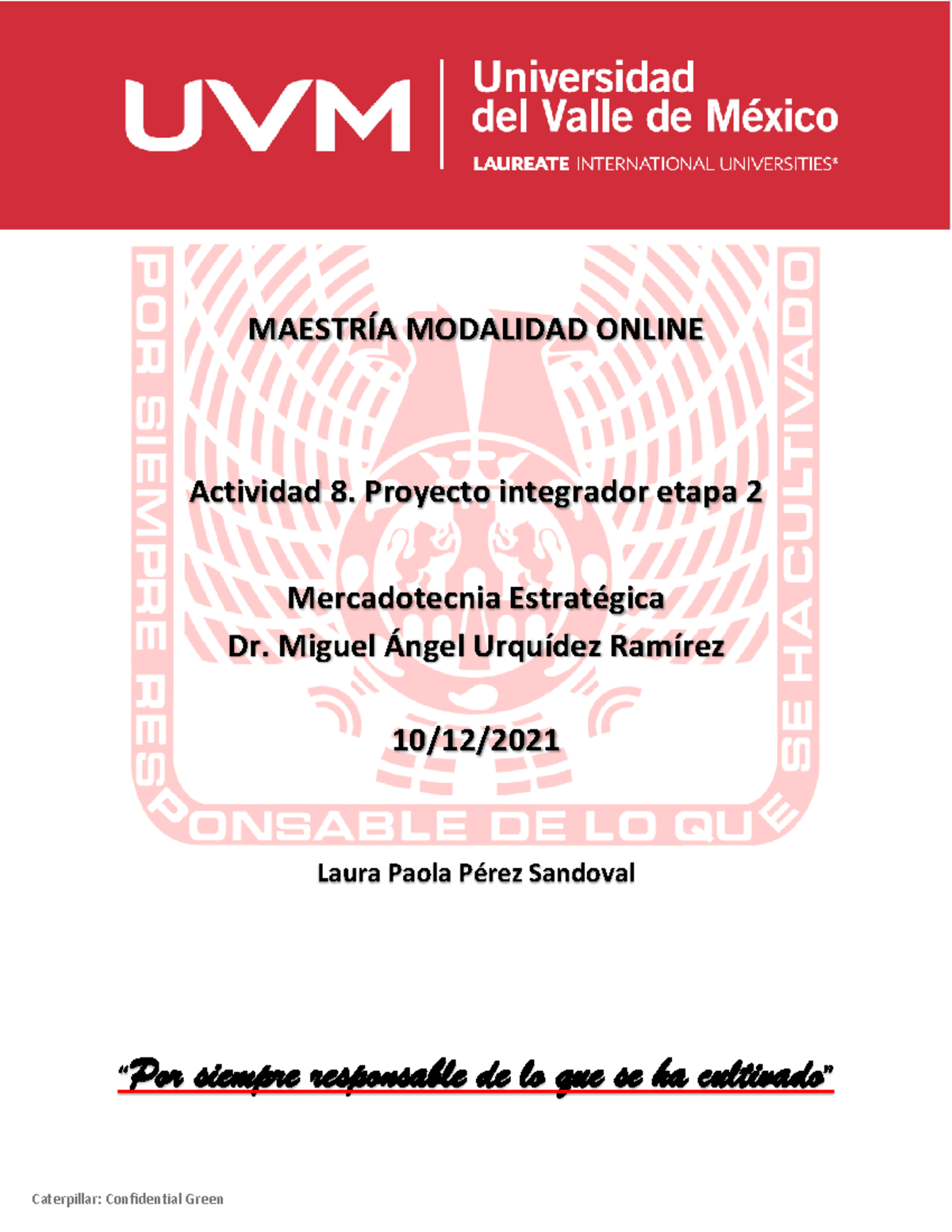 ACTIVIDAD 8 PROYECTO INTEGRADOR ETAPA 2 MERCADOTECNIA ESTRATEGICA - Caterpillar: Confidential ...