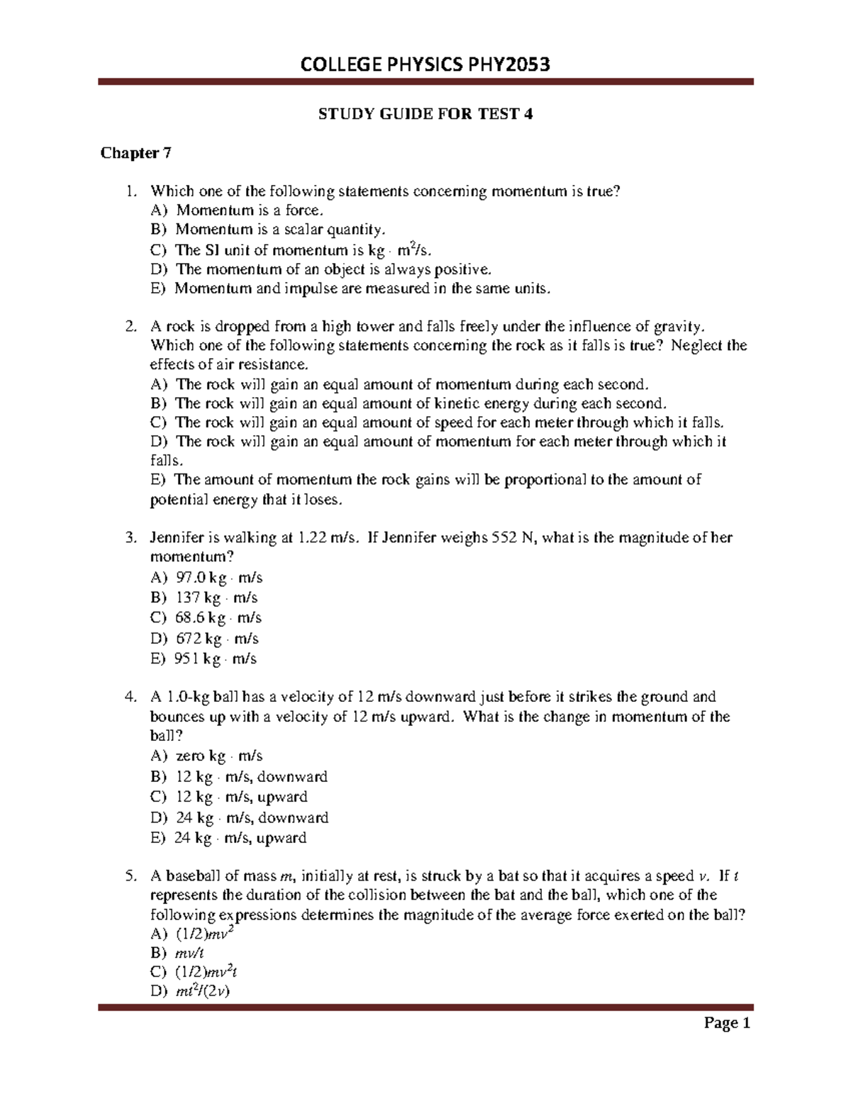 Study Guide for Test 4 - PHY 2053 - FAU - Studocu