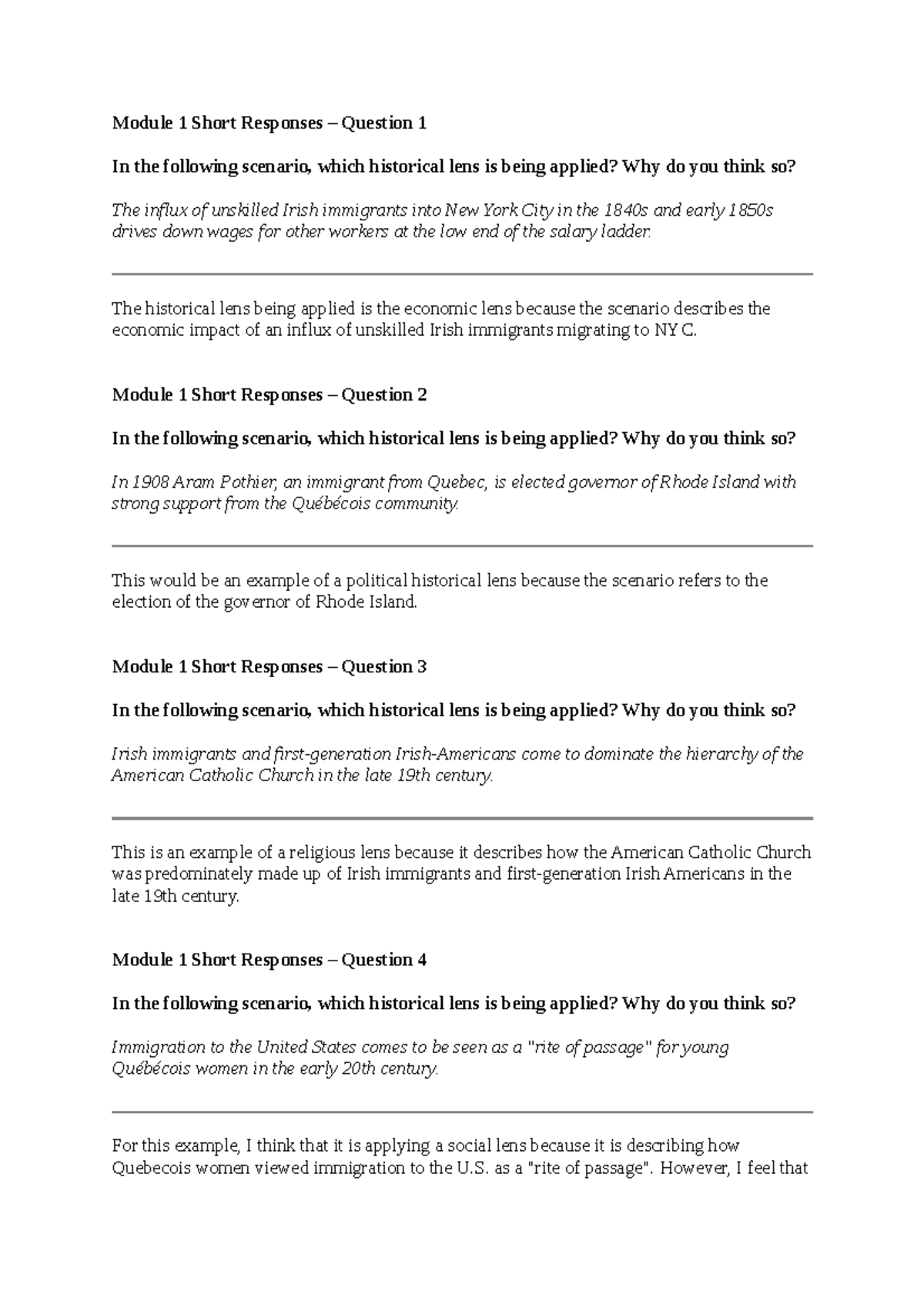 Module 1 Short Responses - Module 1 Short Responses – Question 1 In the ...