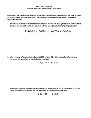 Practice mass-mass, mole-mole and so. on - AP Chemistry - 3. If 146 g ...