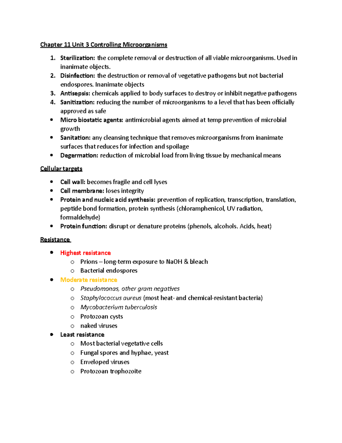 Chapter 11 unit 3 Notes - Chapter 11 Unit 3 Controlling Microorganisms ...