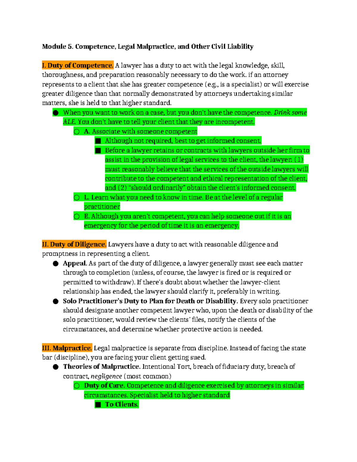 Module 5. Competence, Legal Malpractice, and Other Civil Liability ...