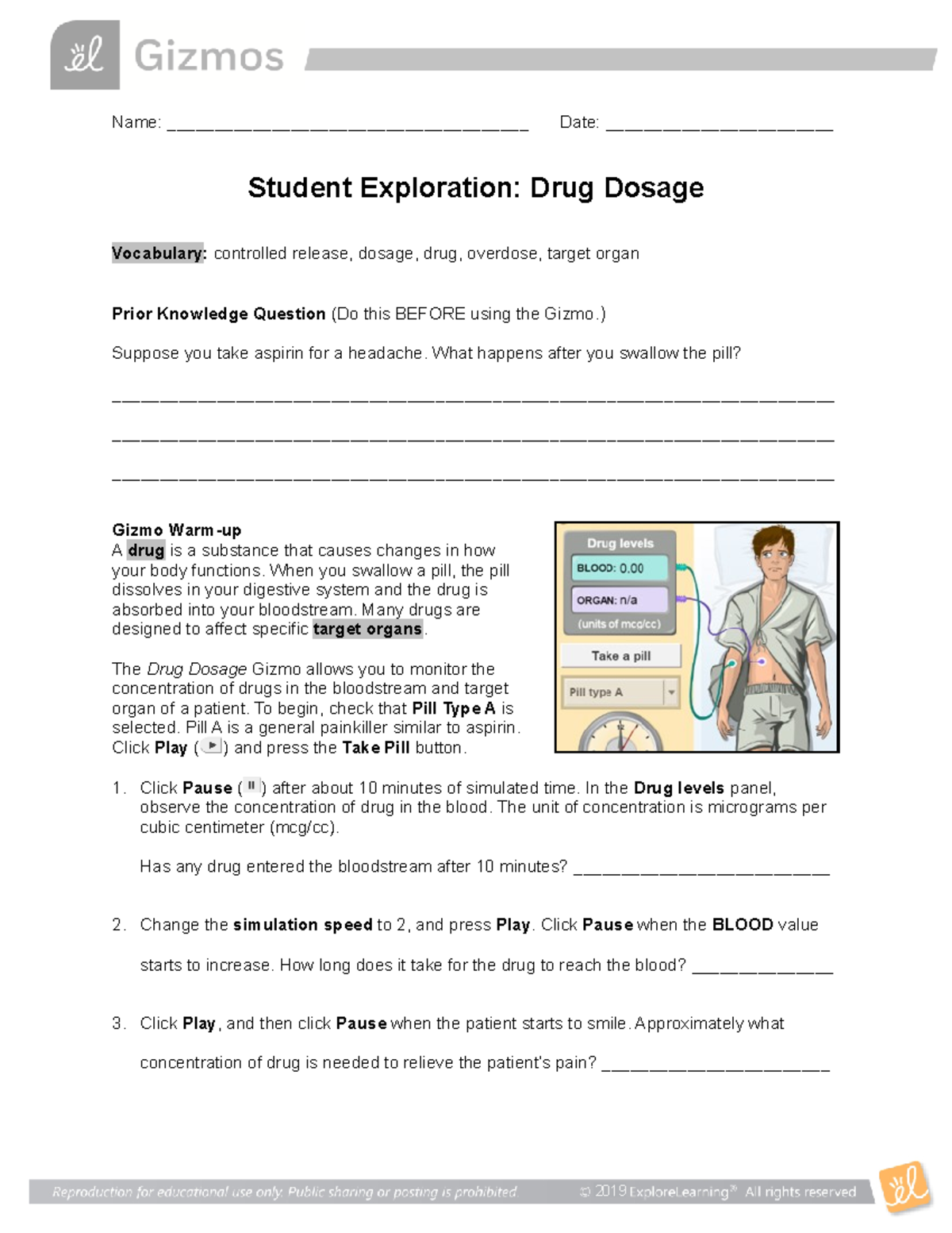Drug Dosage SE - Name: ______________________________________ Date