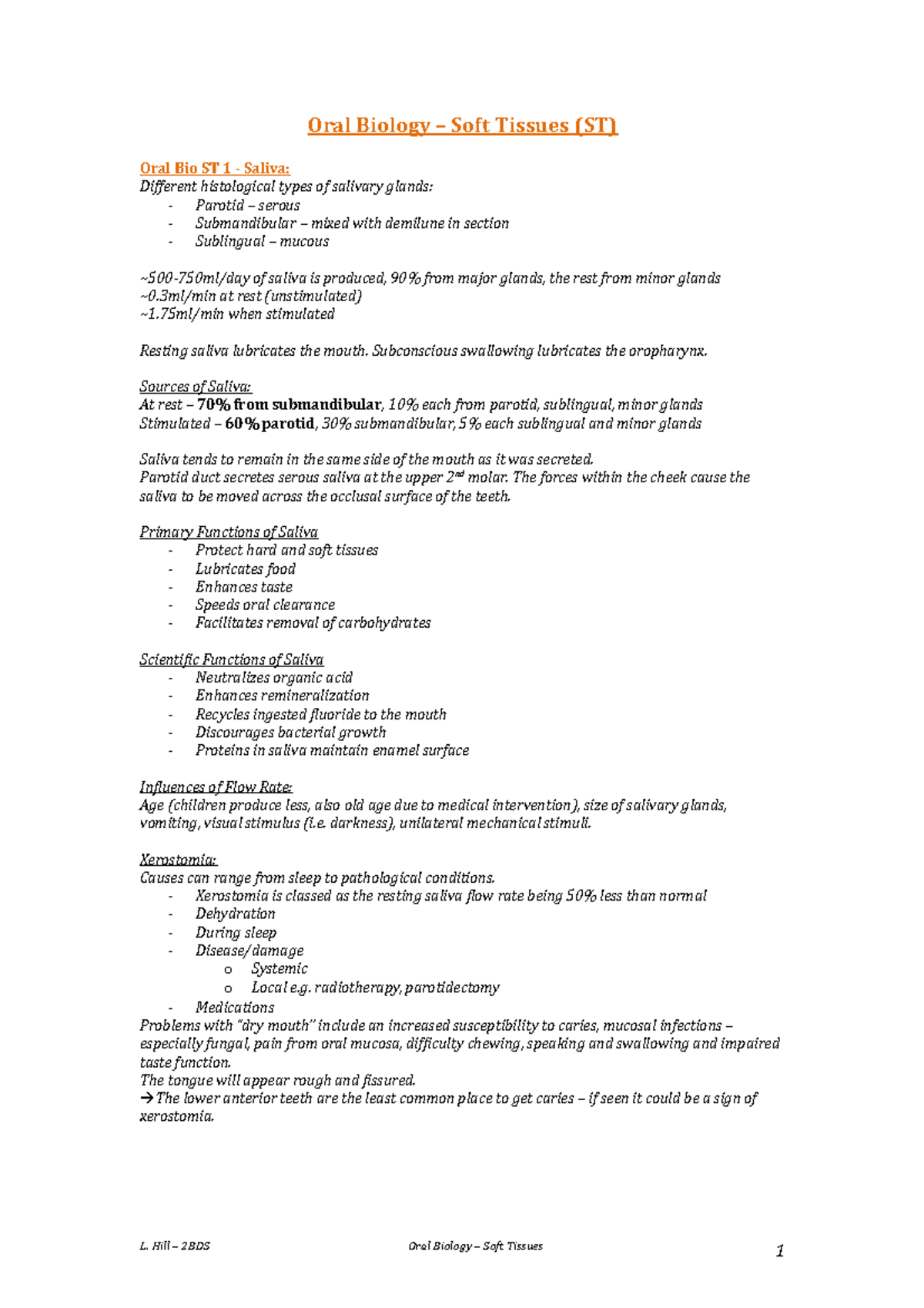 Oral Biology - Soft Tissues - Subconscious swallowing lubricates the ...