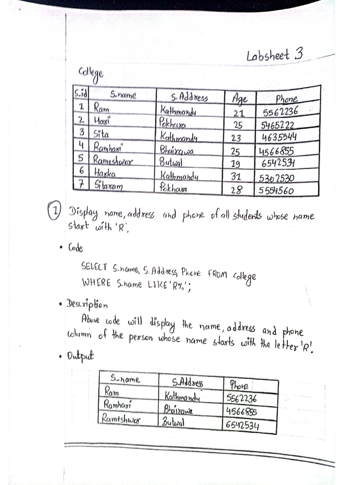 SQL Labsheet 3 - Bachelors of computer application - Studocu