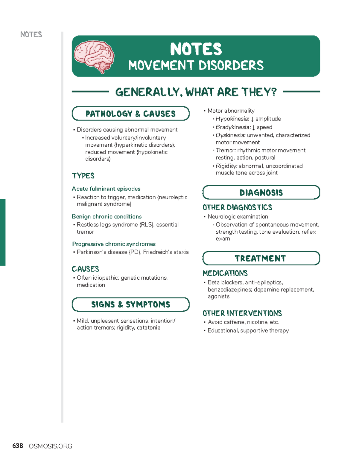 Movement disorders - neurology course - NOTES GENERALLY, WHAT ARE THEY ...
