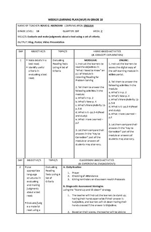 ENG10 WLP Week 5 Q1 M4 - This is a 3rd Quarter Module. The content of ...