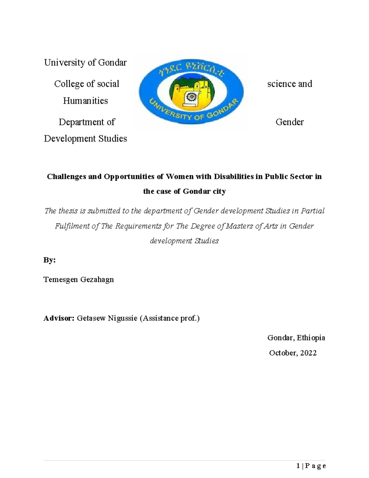 Temesgen - Guide - University of Gondar College of social science and ...