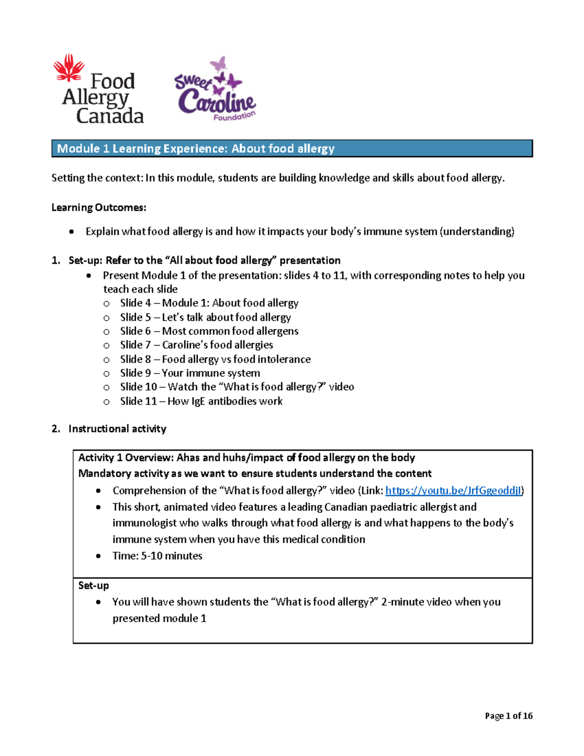 Instructional activities and lesson plan - Module 1 Learning Experience ...