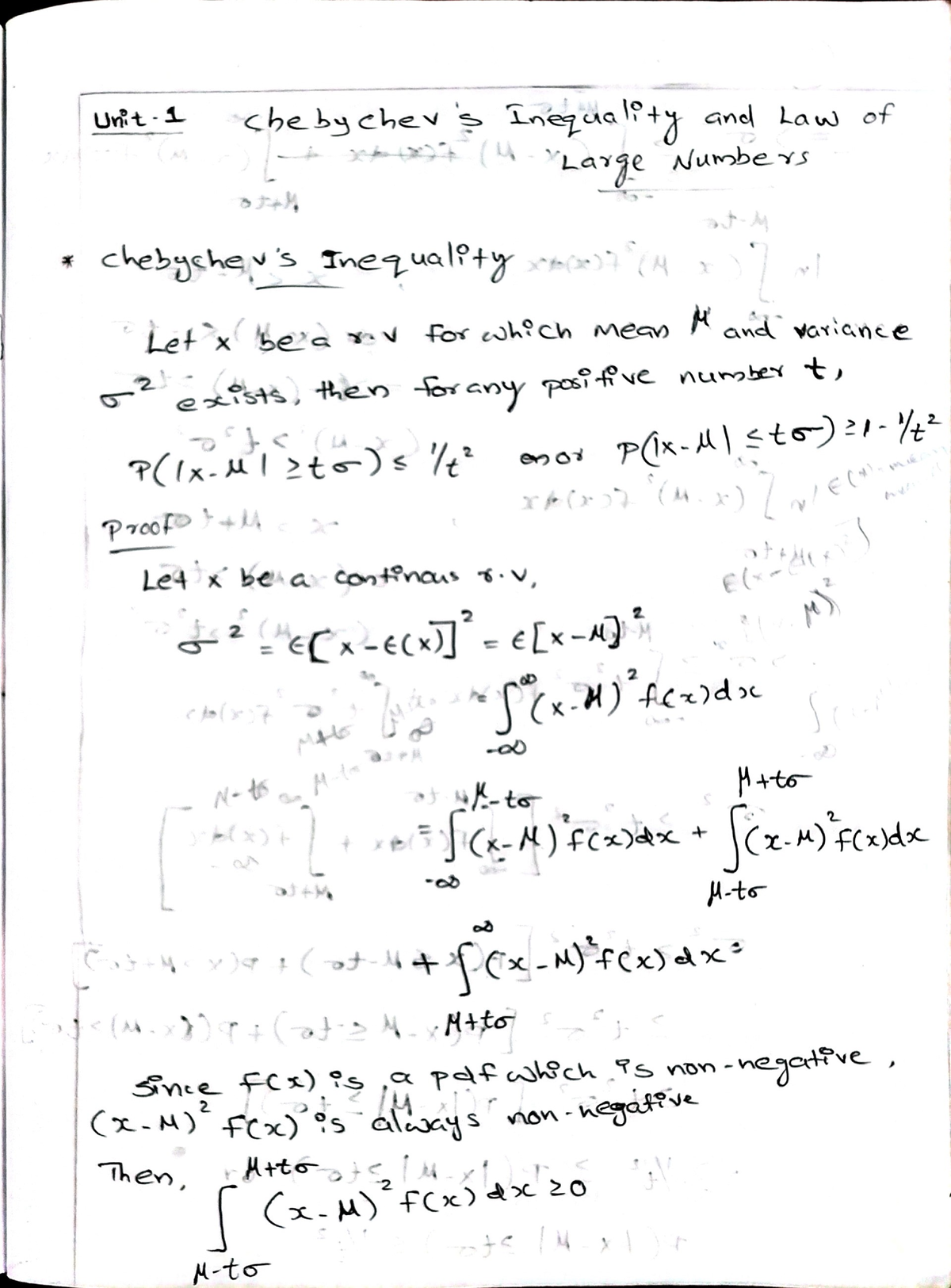 Stati - Unit 1 Inequality and Law of Large Numbers Inequality r For ...