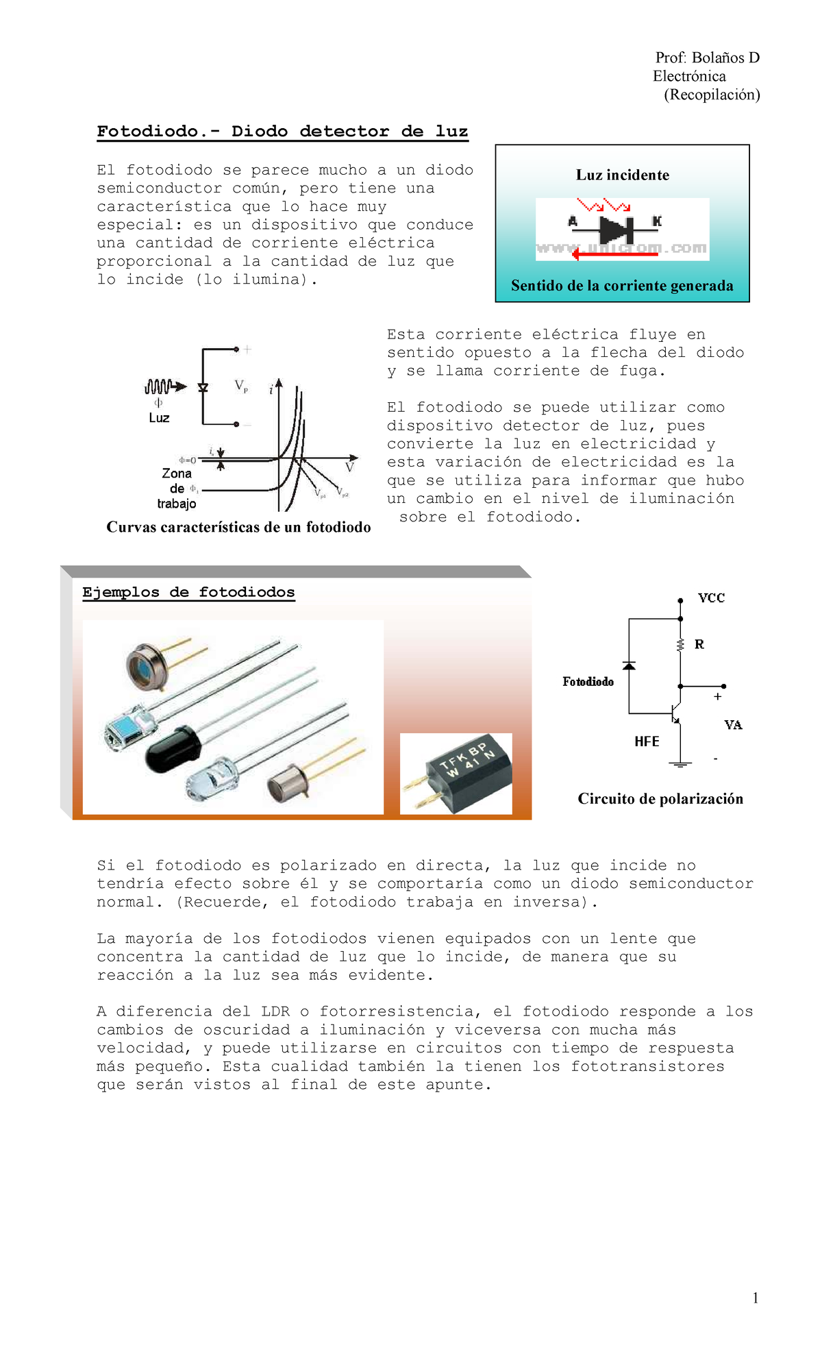 Fotodiodos - Electrónica (Recopilación) Fotodiodo.- Diodo detector de ...