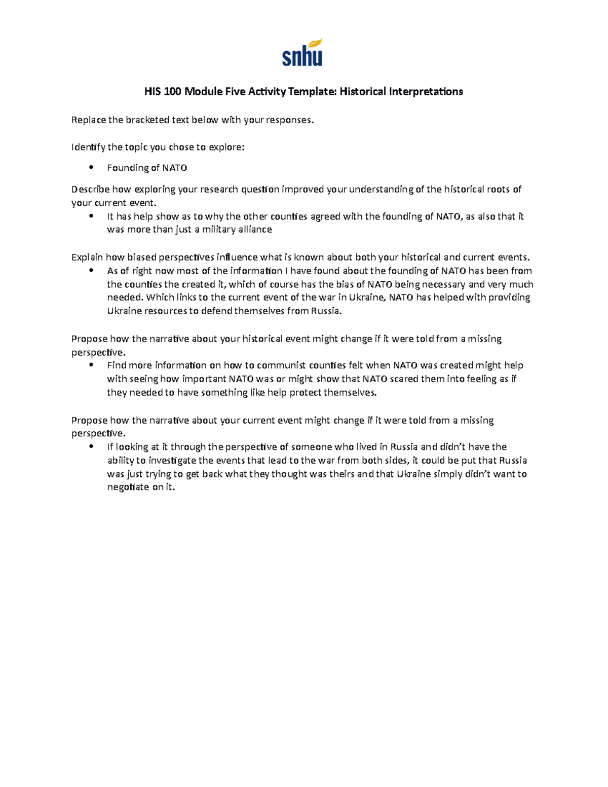 HIS 100 Module Five Activity Template (1) - HIS 100 Module Five ...