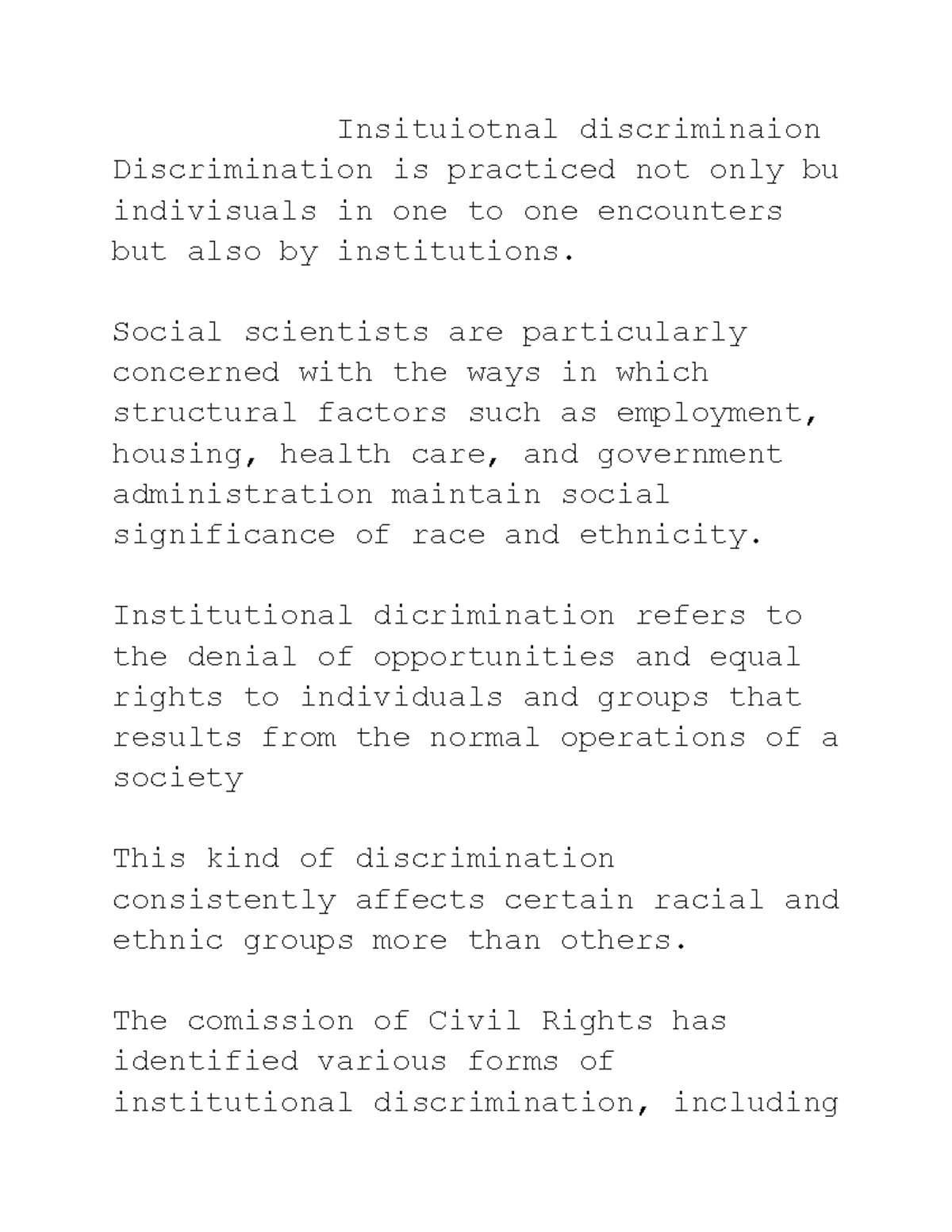 Insituiotnal discriminaion - Insituiotnal discriminaion Discrimination ...