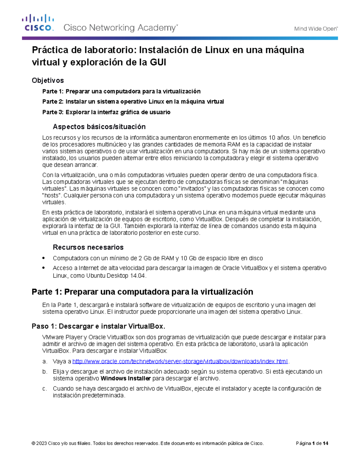 24 Cap10 Lab - Install Linux in a Virtual Machine and Explore the GUI - Práctica de laboratorio ...