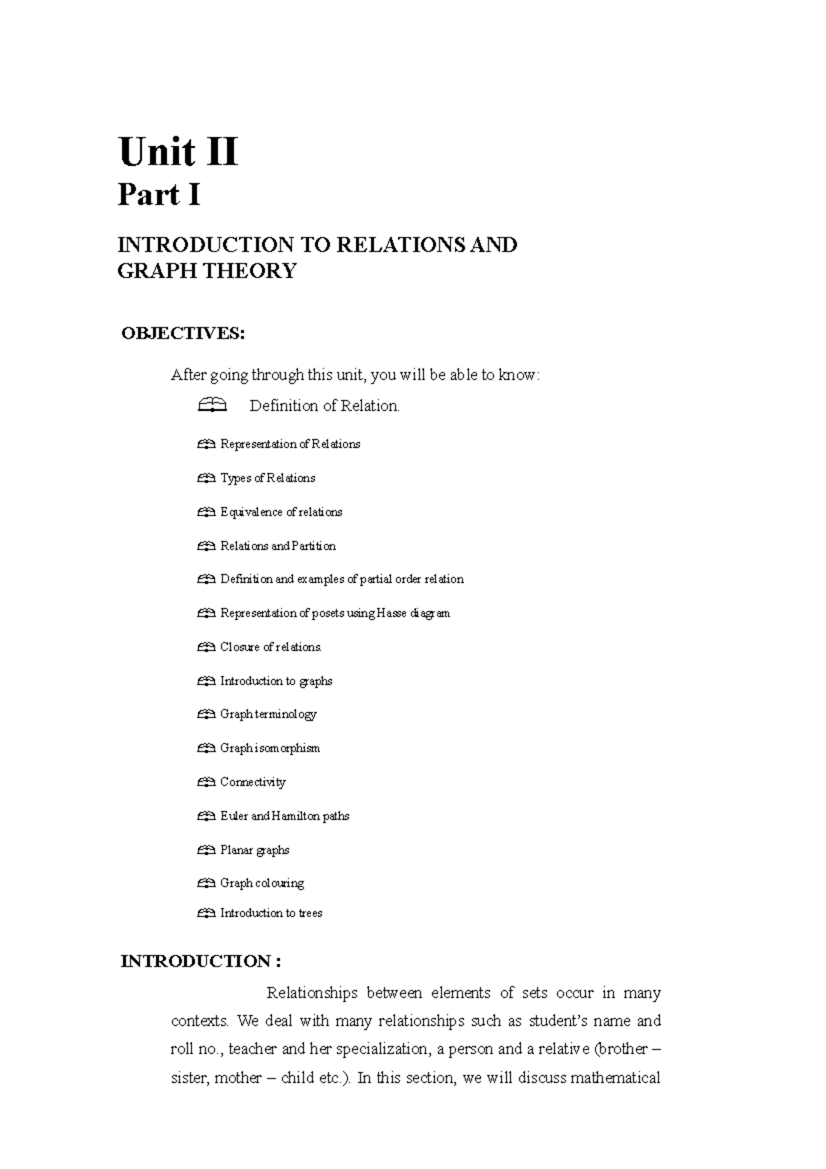 Unit II Discrete Maths Part I Introduction TO Relations AND Graph Theory - Unit II Part I - Studocu