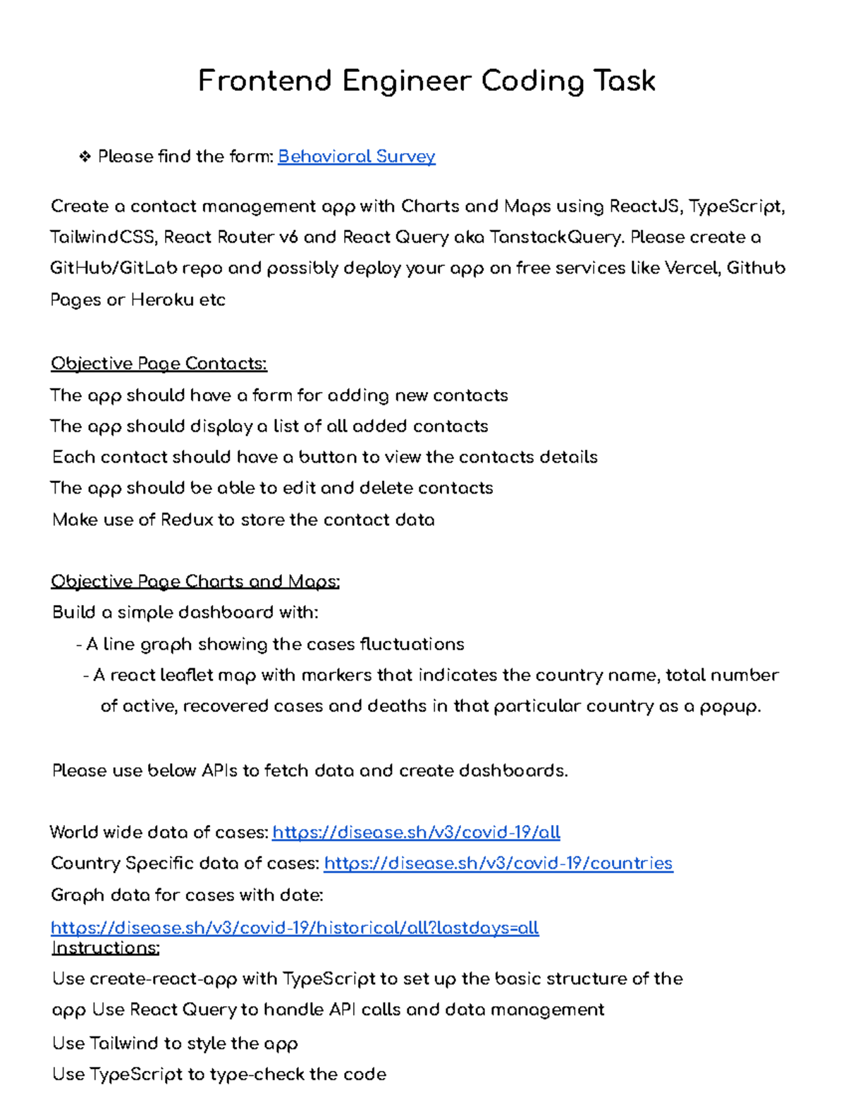 Frontend Task Taiyo Frontend Engineer Coding Task Please Find The Form Behavioral Survey