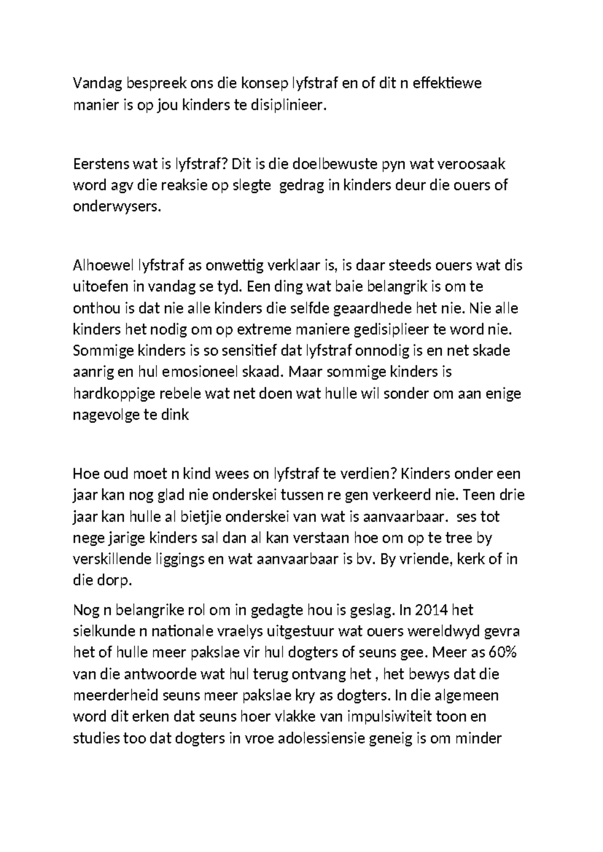 Afrikaanse Praatjie OOR Lyfstraf - Vandag bespreek ons die konsep ...