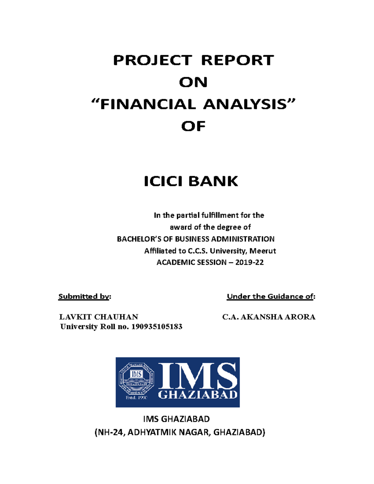 Project Report ON Financial Analysis OF - PROJECT REPORT ON “FINANCIAL ...
