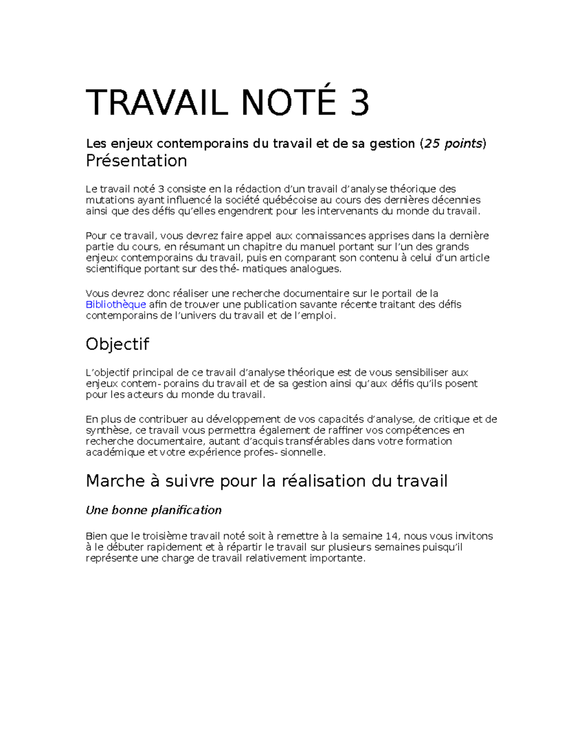 Travail NOTÉ 3 drt5555 - Téluq - TRAVAIL NOTÉ 3 Les enjeux ...