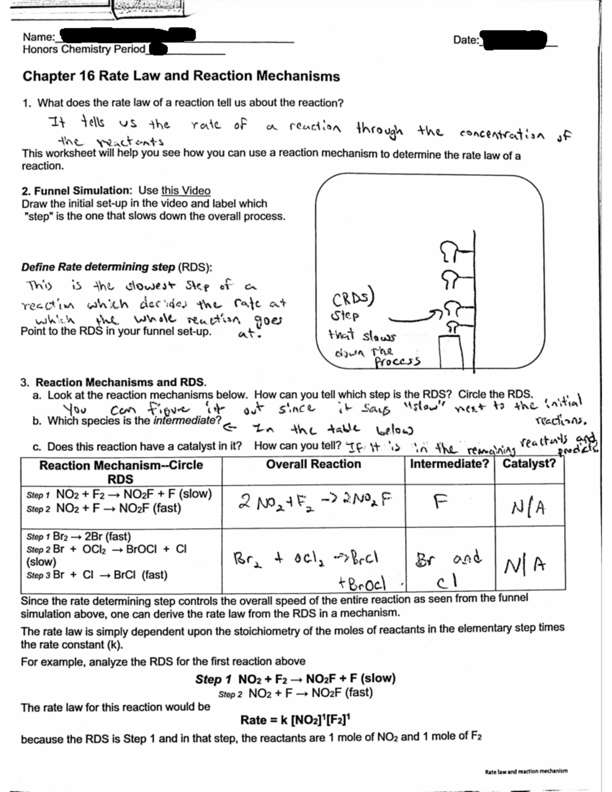 Rate Law and Reaction Mechanisms - What does the rate law of a reaction ...