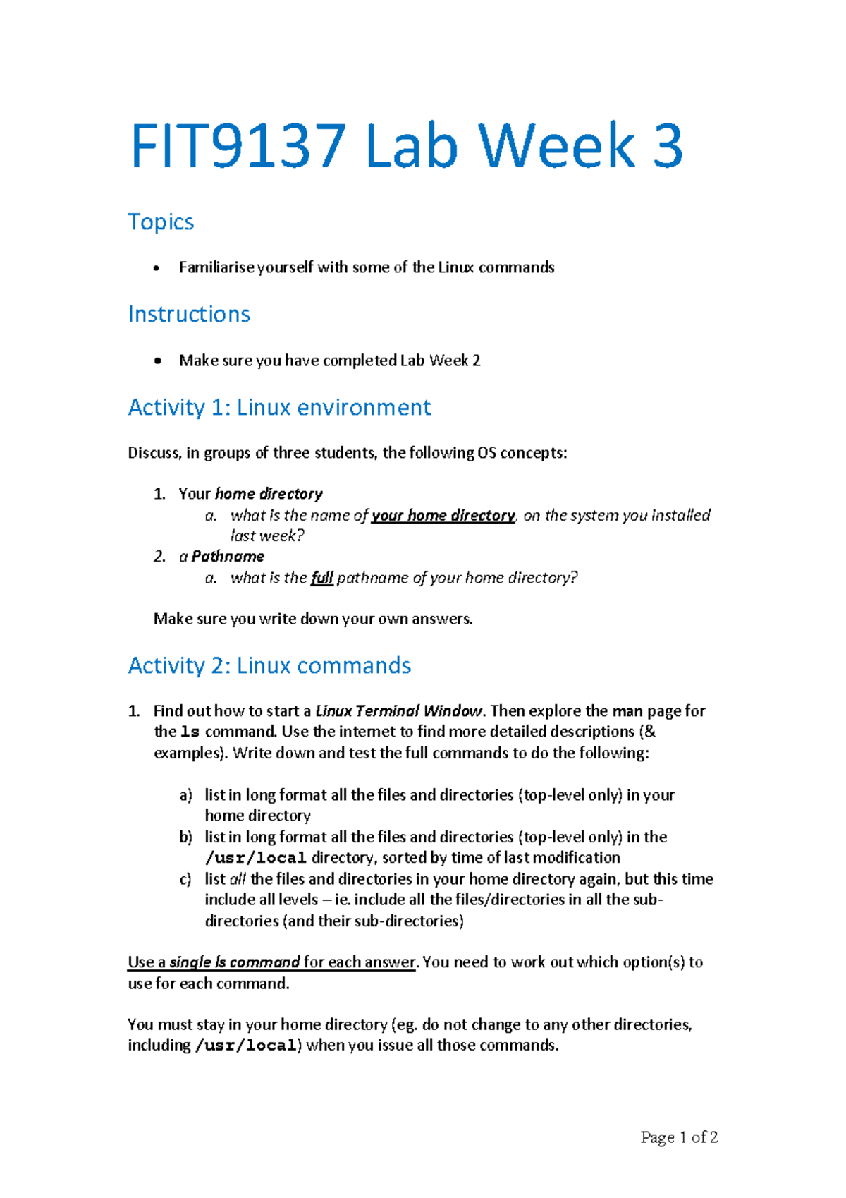 FIT9137 Lab Week 3 - BFC5925 Tutorials - Page 1 of 2 FIT9137 Lab Week 3 ...