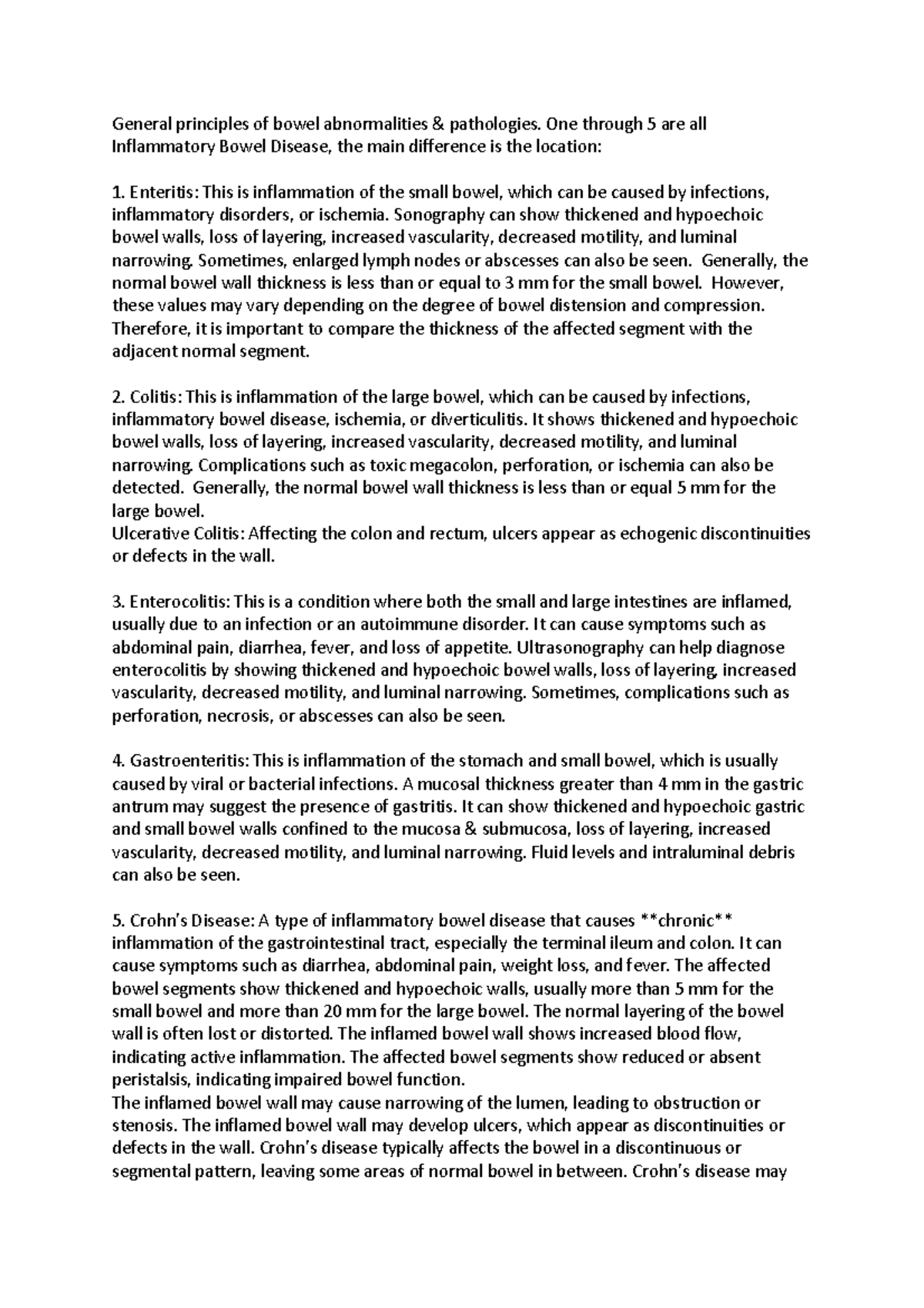 General principles of bowel abnormalities - One through 5 are all ...