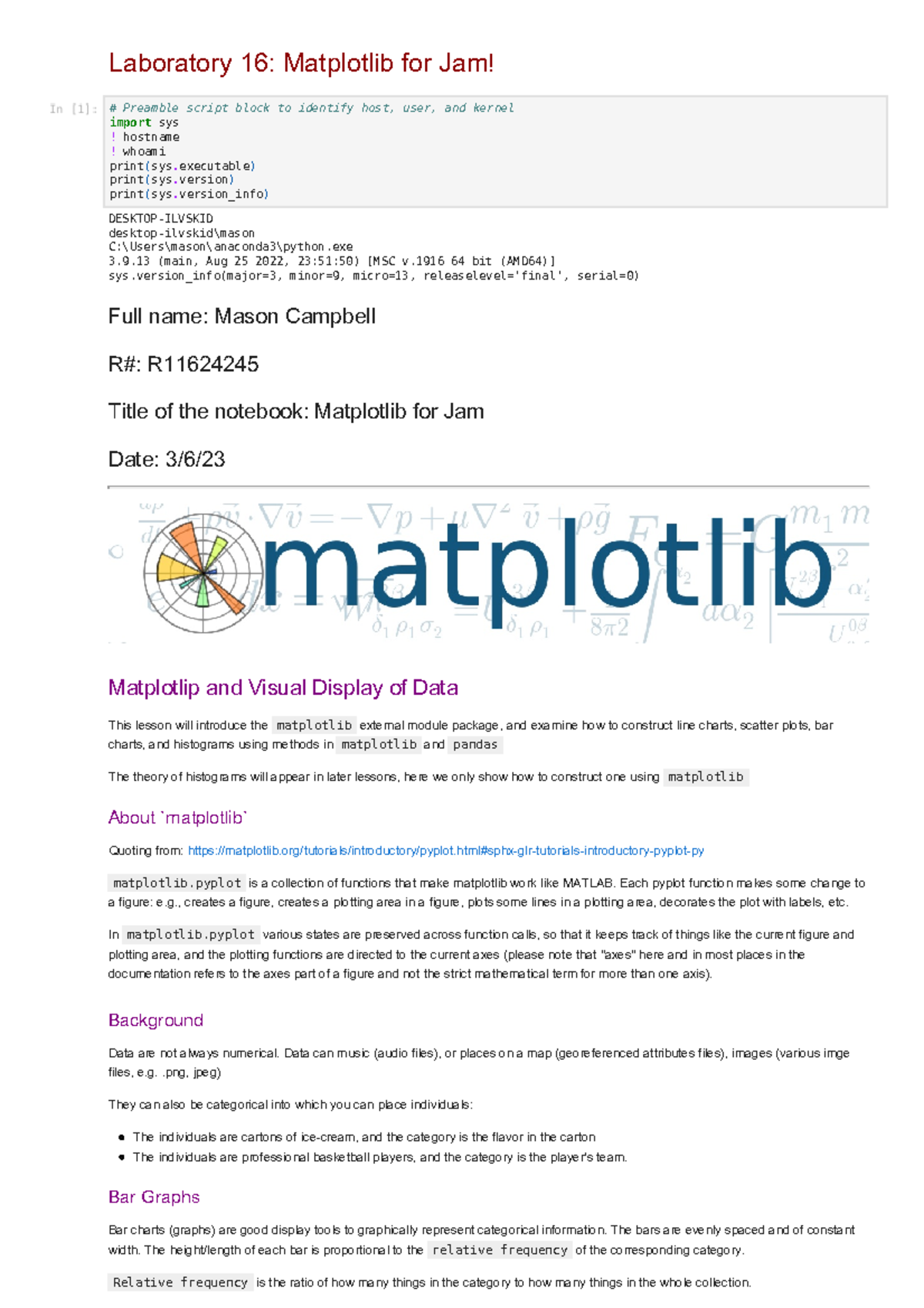 Lab16 - Lab 16 - Laboratory 16: Matplotlib for Jam! ####### DESKTOP-ILVSKID desktop-ilvskid ...