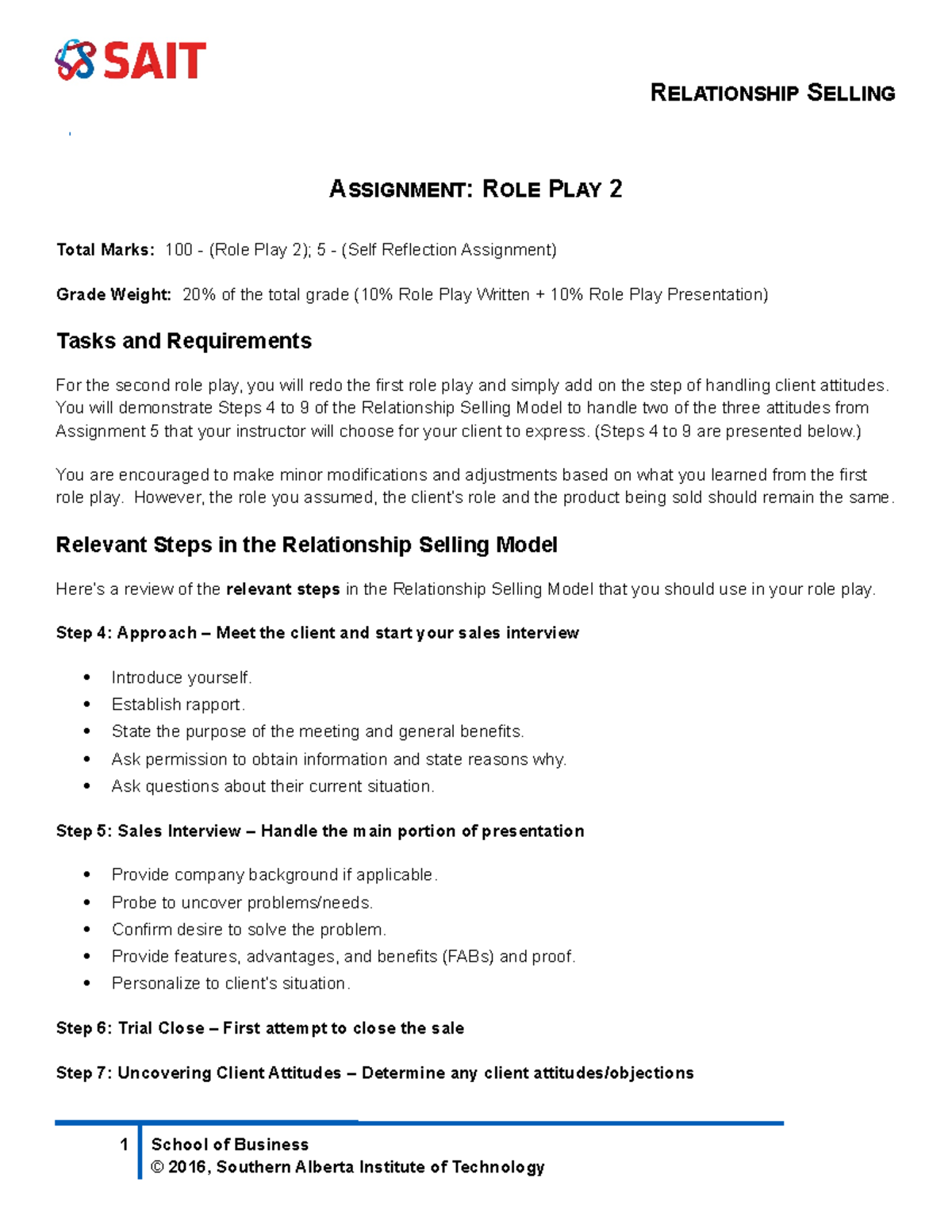 Role Play Assignment For The Class Of BFIN 360 ASSIGNMENT ROLE PLAY