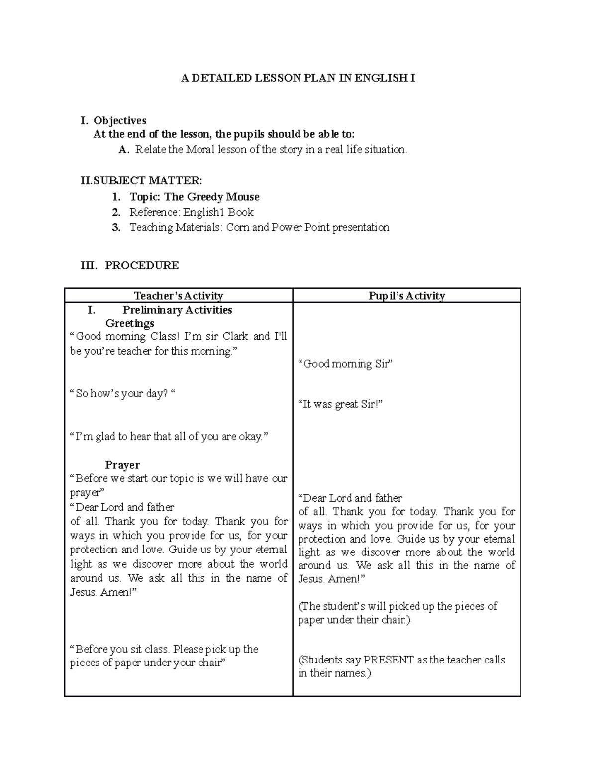 A- Detailed- Lesson-PLAN-IN- English-THE- Greedy- ANT-Clark Angelo ...