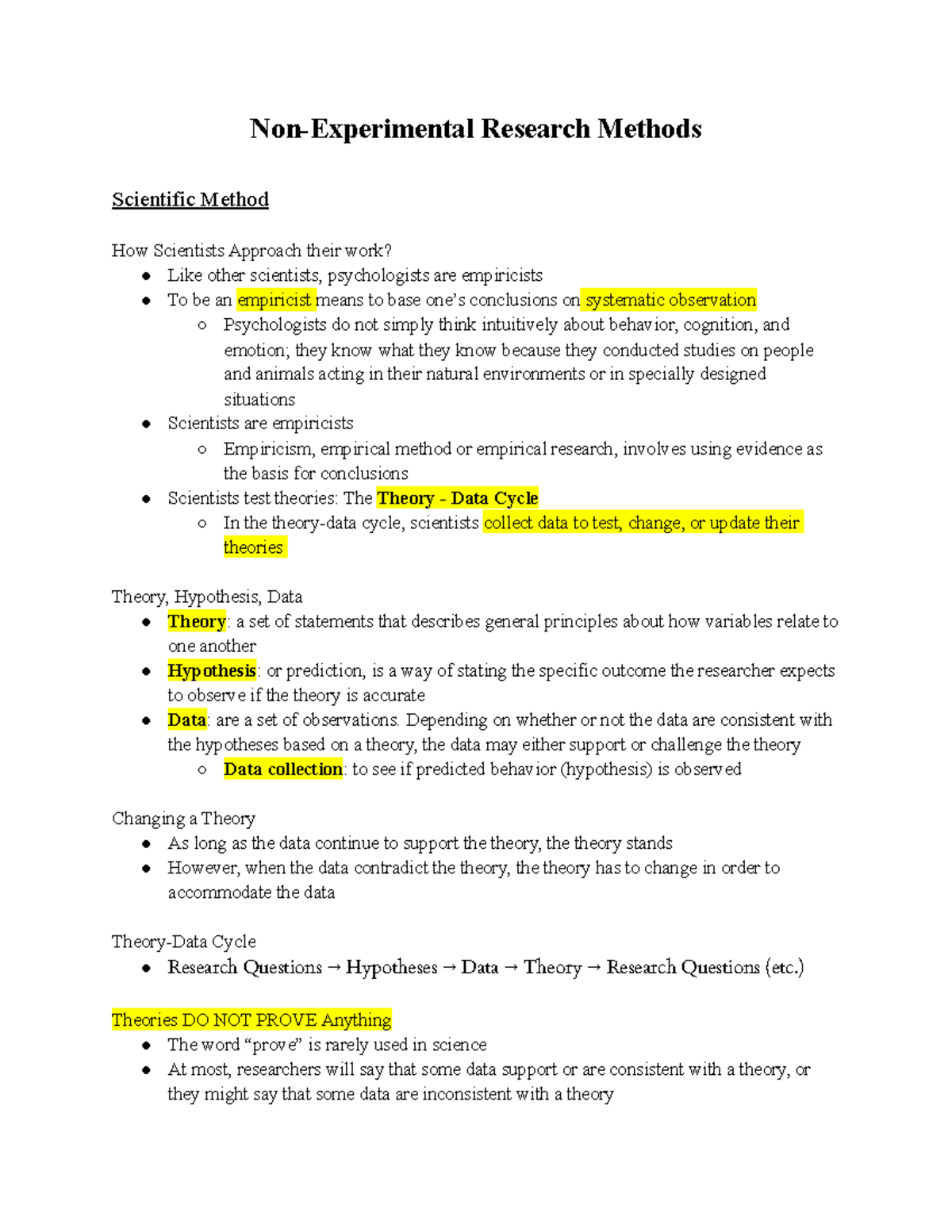 PSYC316 - The entire semester's lecture notes for Non-Experimental ...