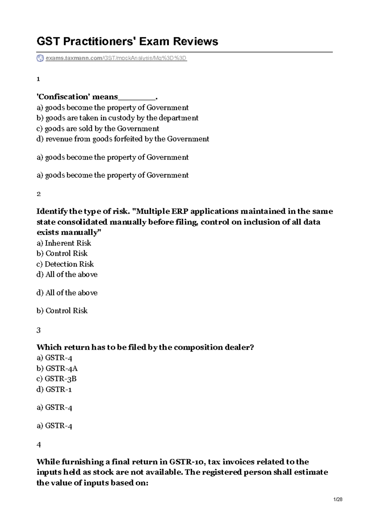 Exams.taxmann.com-GST Practitioners Exam 2 - GST Practitioners' Exam ...