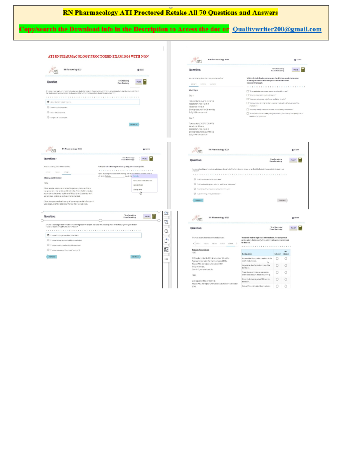 All ATI RN Pharmacology Proctored Final Exam 2023 100 Real Questions &7 ...