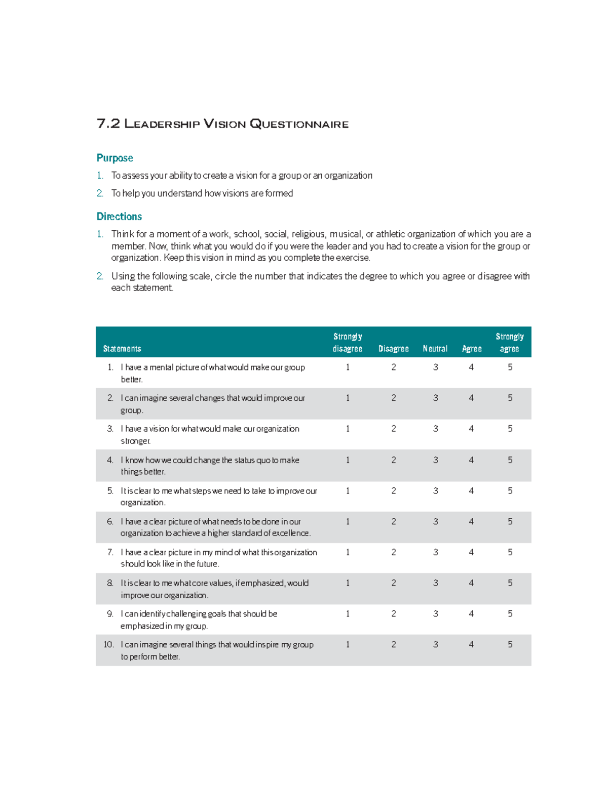 7 - This is a questionnaire and the answers that I had to the questions ...