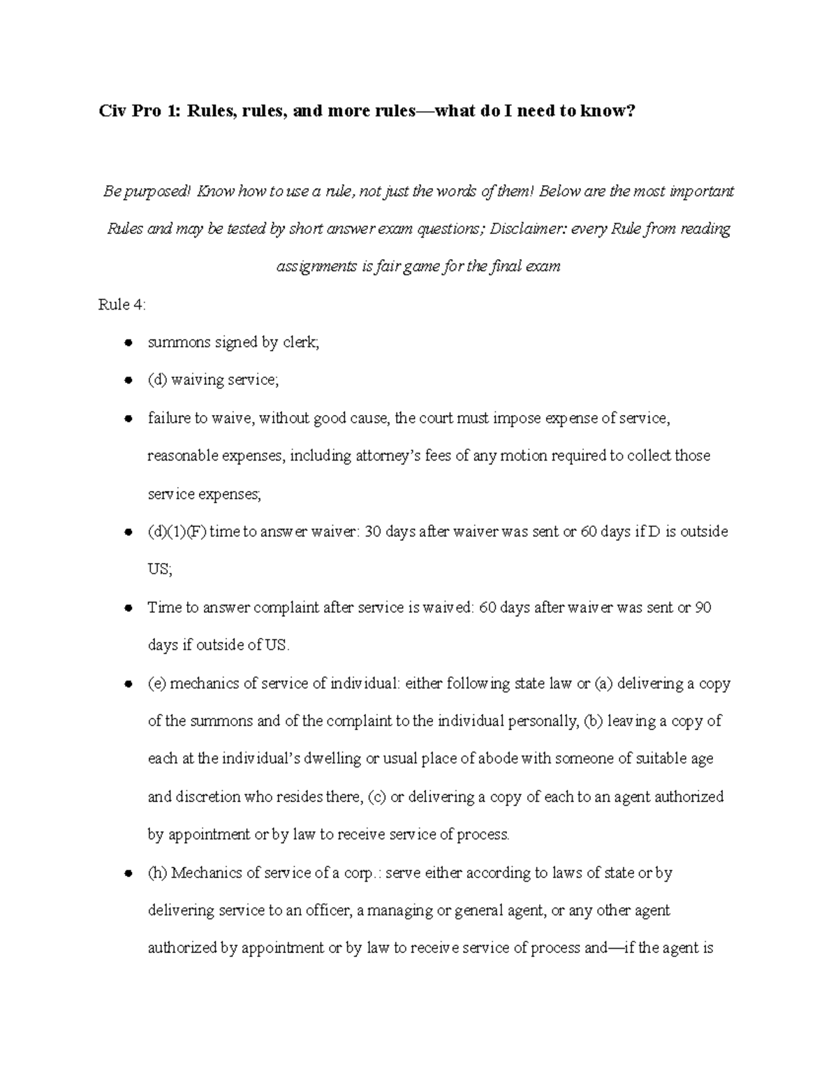 Class 41 Law 521 Notes - Civ Pro 1: Rules, rules, and more rules—what ...