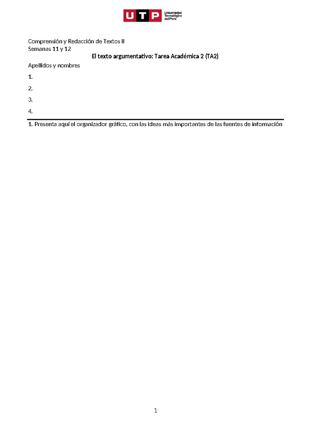 S11 y S12 - Tarea Académica 2 (TA2) formato (3) - Comprensión y Redacción de Textos II Semanas ...