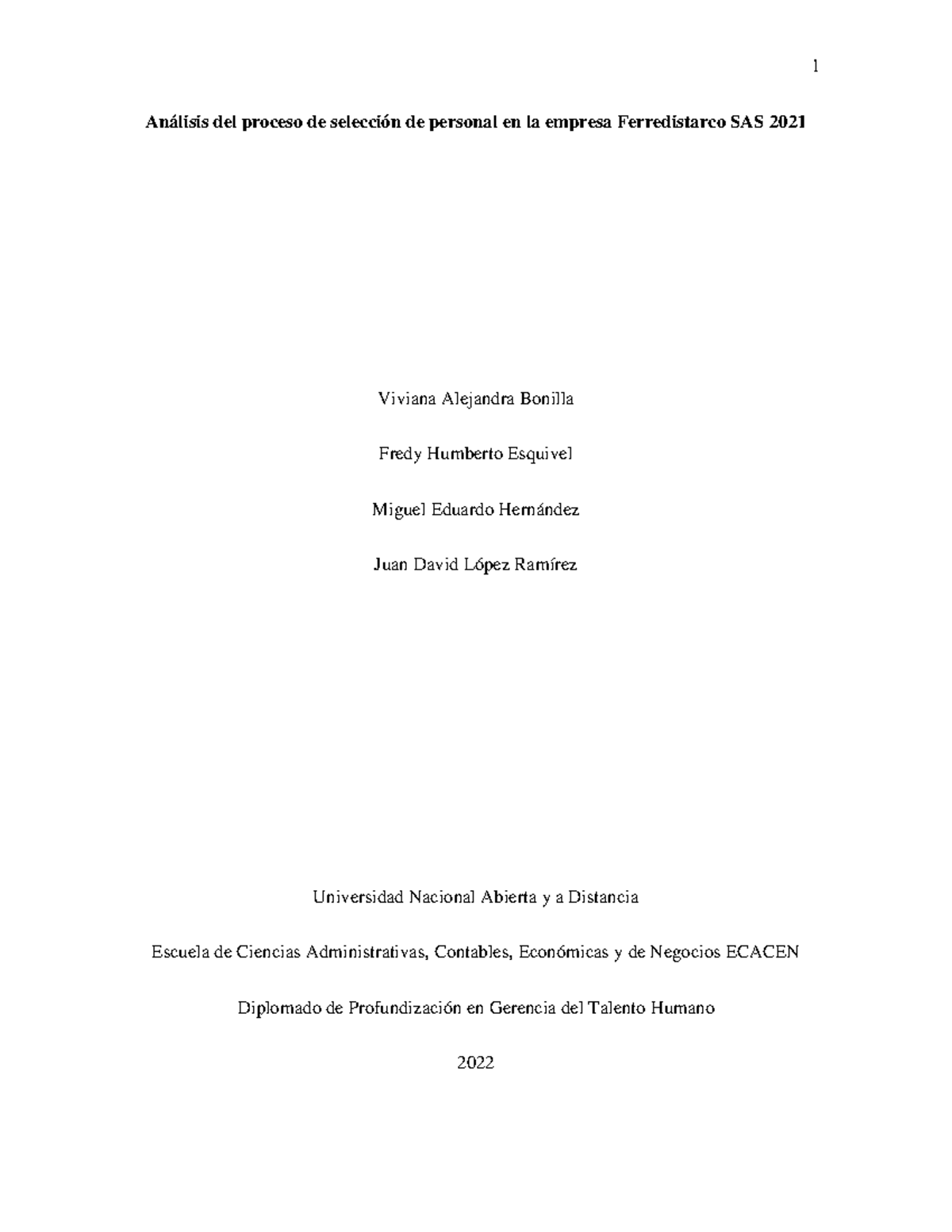 Fhesquivel - llll - Análisis del proceso de selección de personal en la empresa Ferredistarco ...
