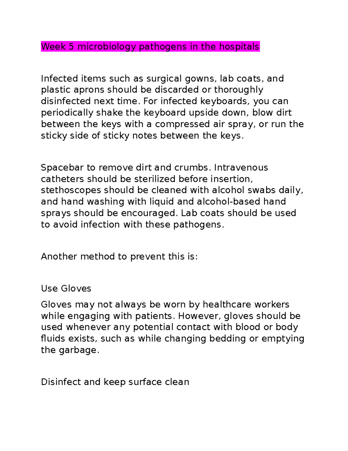Week 5 microbiology pathogens in the hospitals - Week 5 microbiology ...