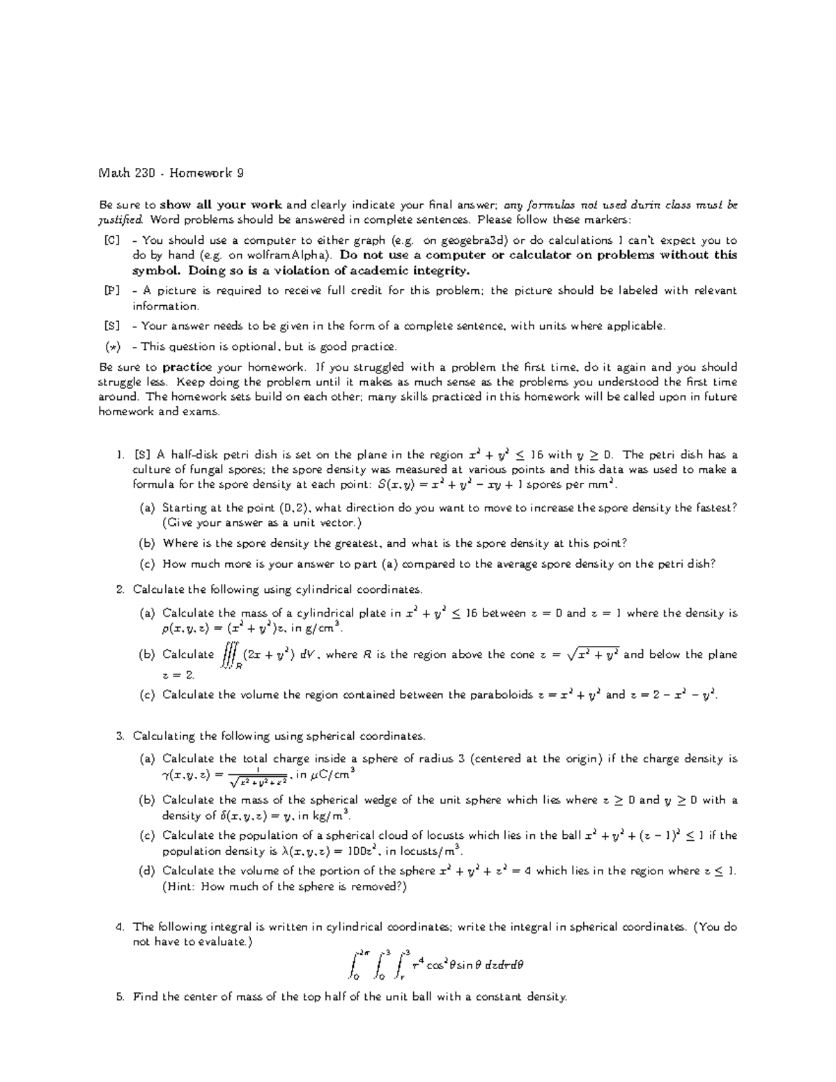 230 HW 9 - homework 9 - Math 230 - Homework 9 Be sure to show all your work and clearly indicate ...