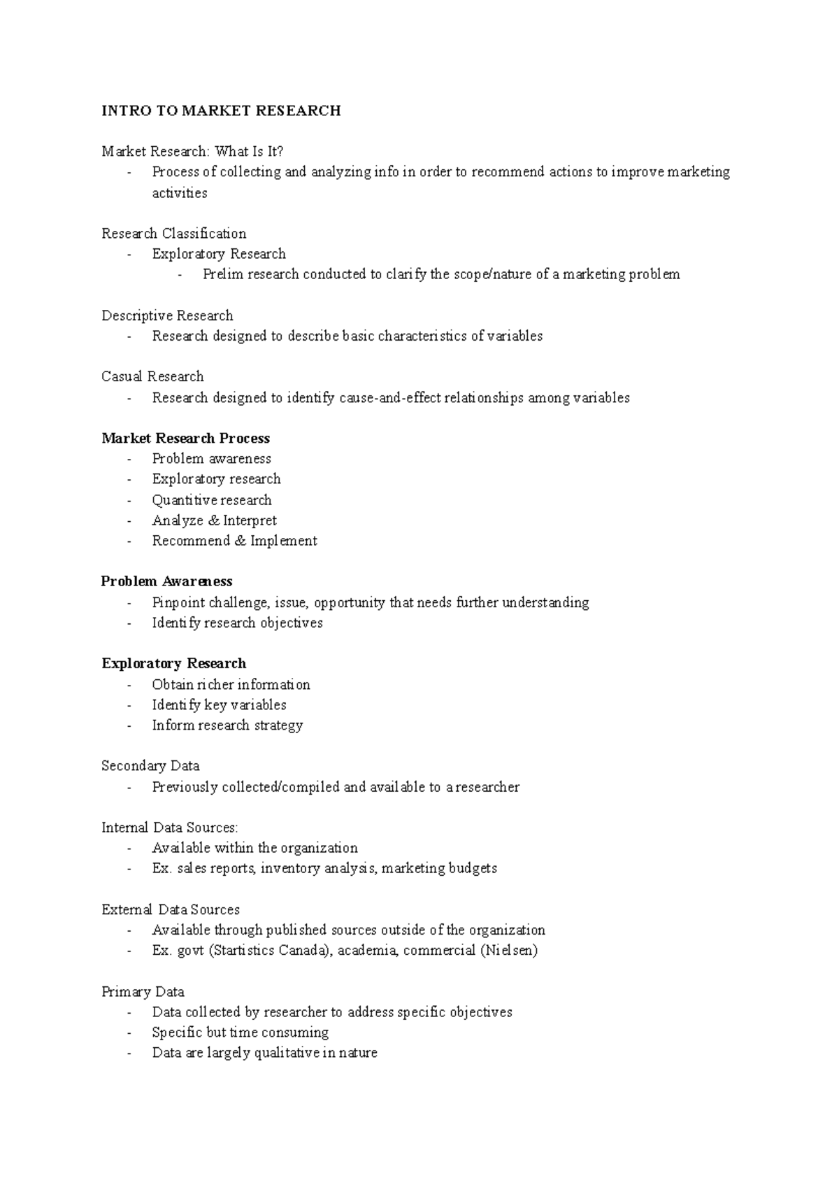 MOS1021 - Intro TO Market Research - INTRO TO MARKET RESEARCH Market ...