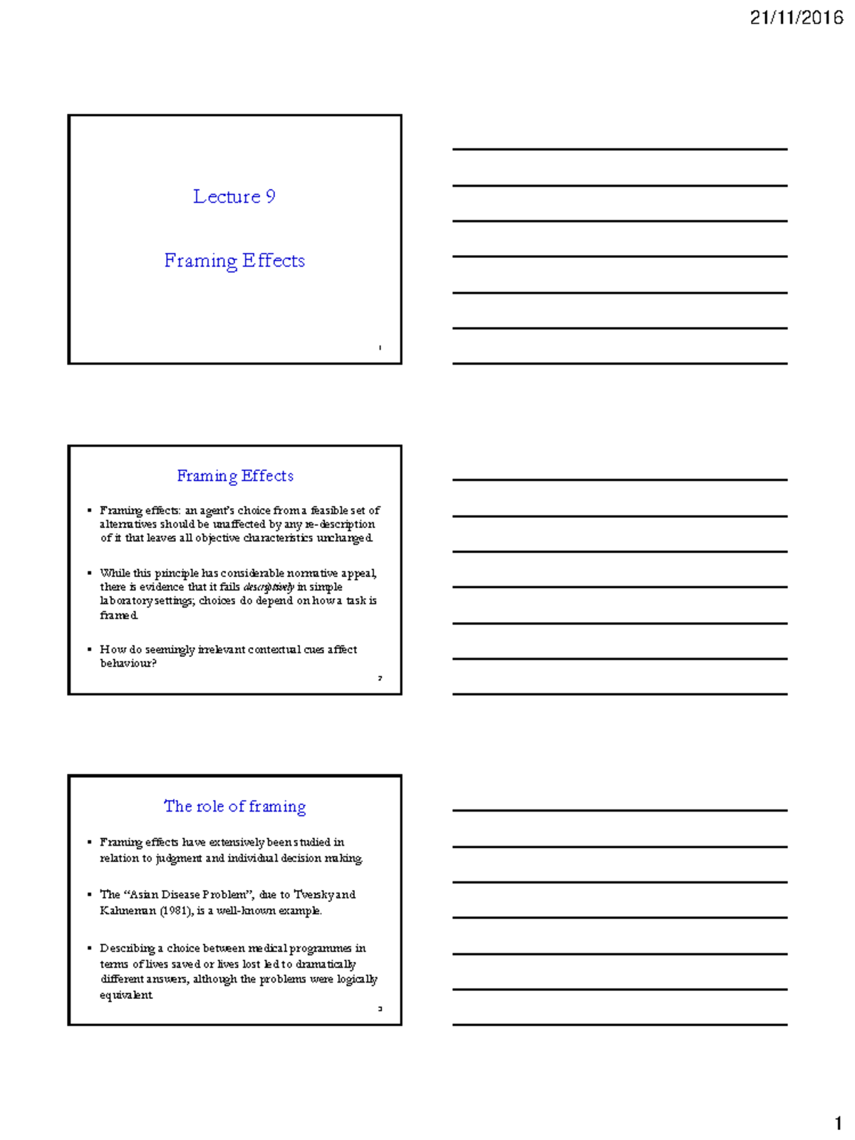 Lecture 9-1 - behavioural and experimental economics L9 - Lecture 9 ...