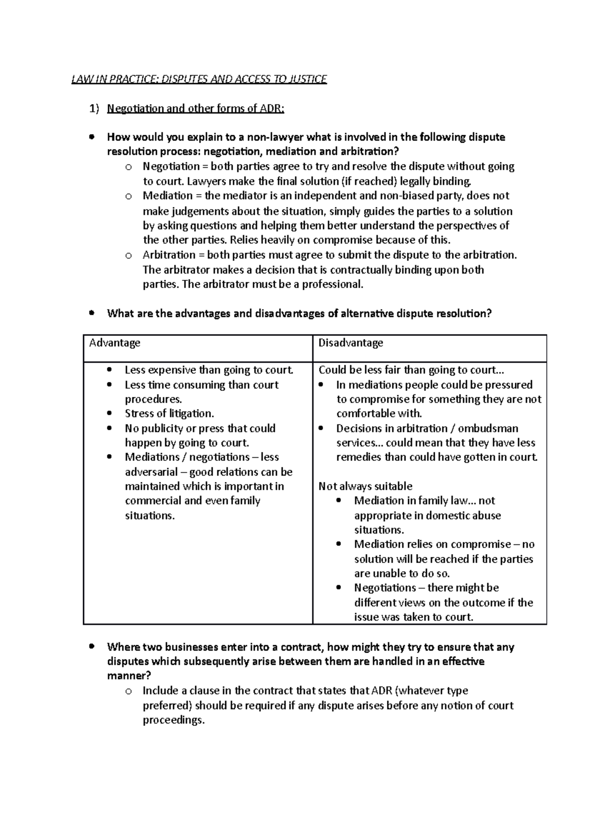 Law in Practice: Seminar 3: Complete Answers - LAW IN PRACTICE ...