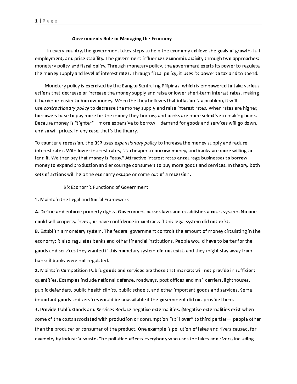 Governments Role in Managing the Economy d77db828dd3fc189ca2f42802 ...