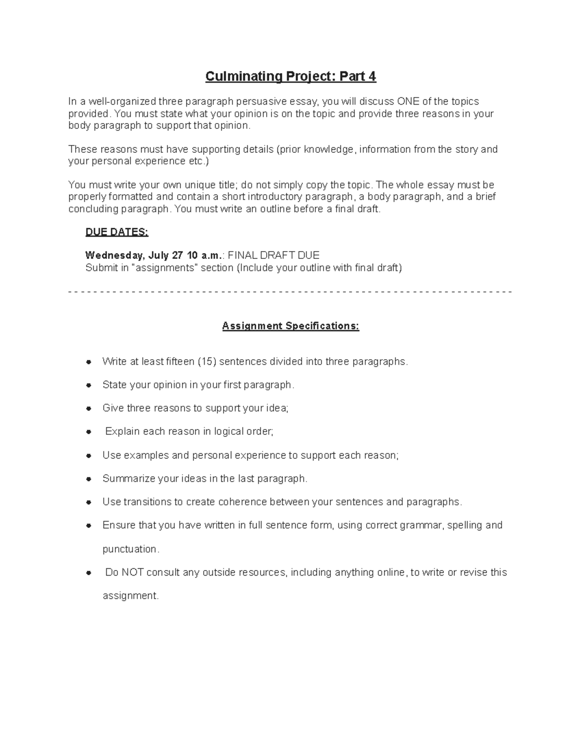 Habi Konteh Copy of Culminating Project, Part 4 (1) - Culminating ...