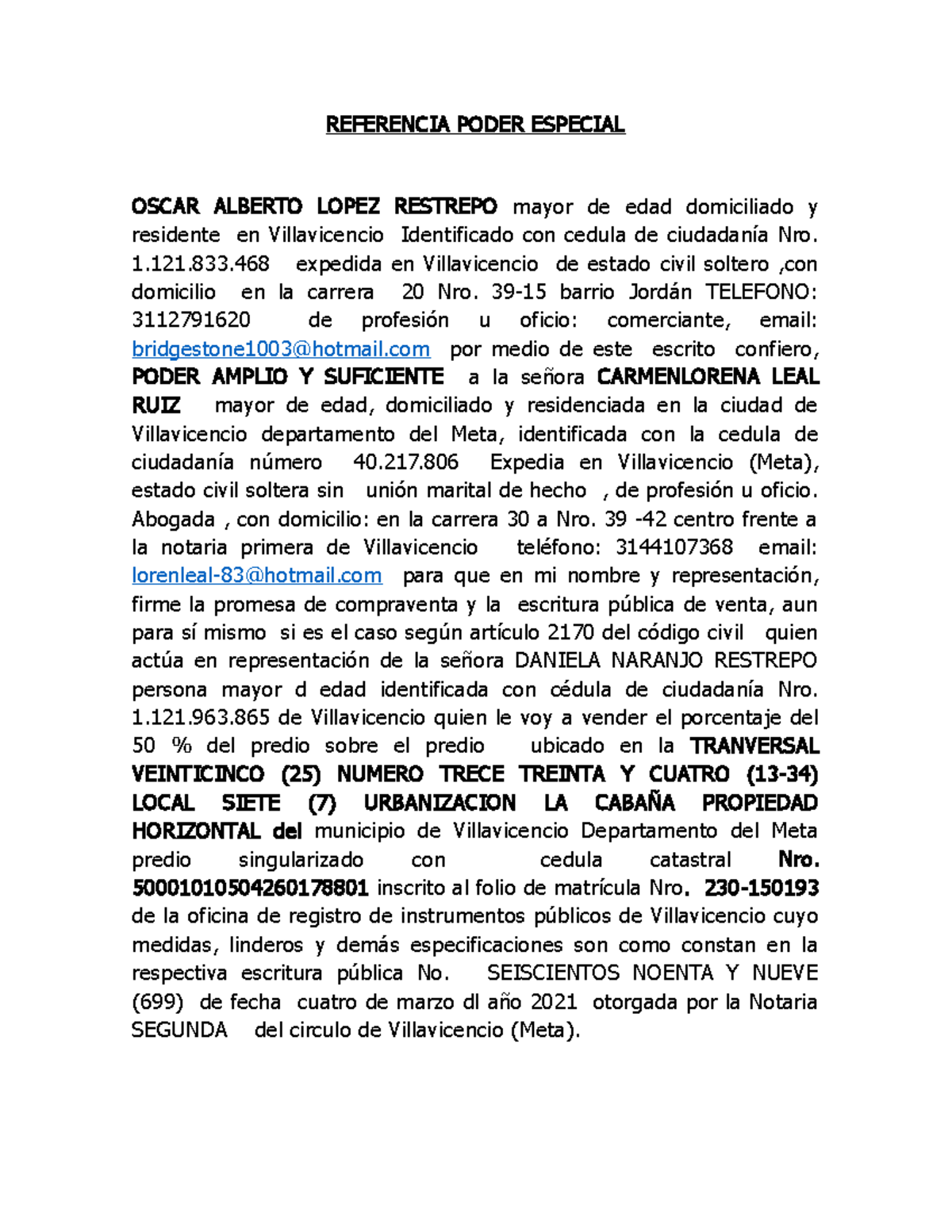 Poder oscar notaria segunda actualizado oscar cabaña - REFERENCIA PODER ...