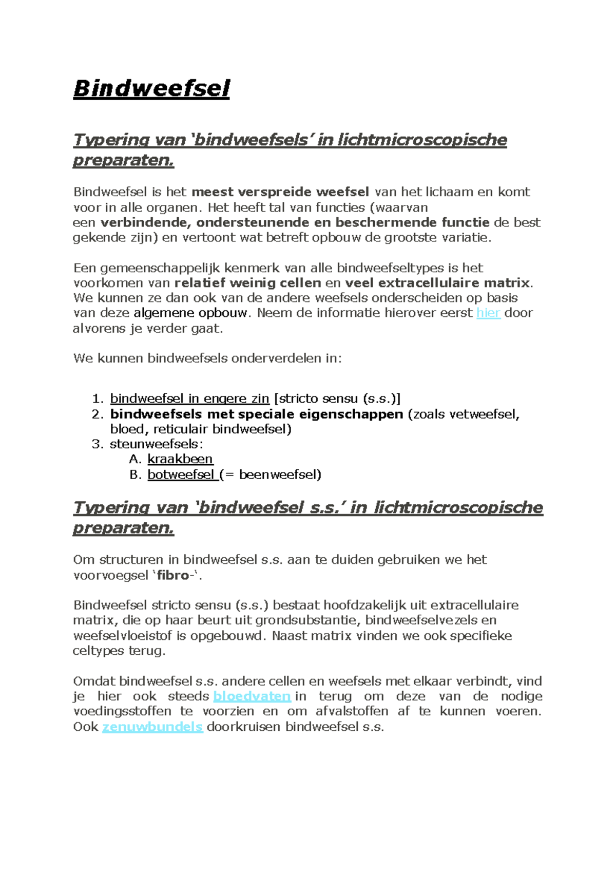 Bindweefsel-ss - lezen - Bindweefsel Typering van ‘bindweefsels’ in ...