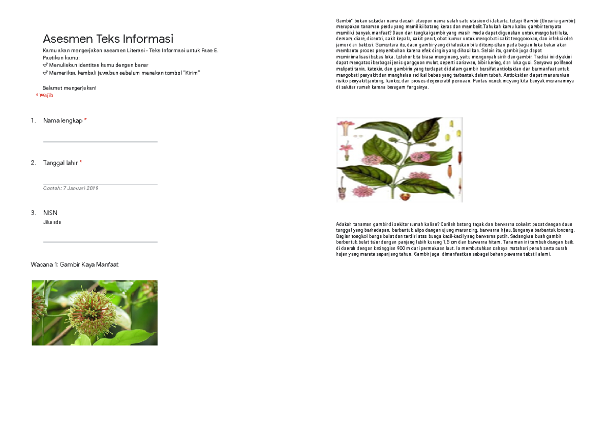 Literasi-teks informasi - 1. 2. Contoh: 7 Januari 2019 3. Wacana 1 ...
