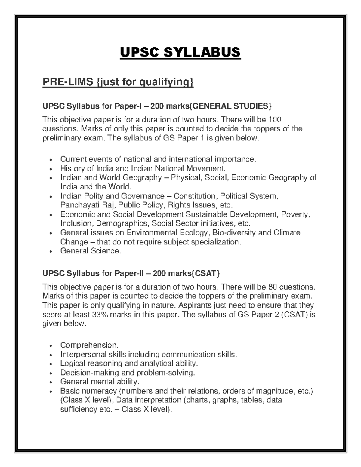 UPSC Syllabus - nlhljyd - UPSC SYLLABUS PRE-LIMS {just for qualifying ...
