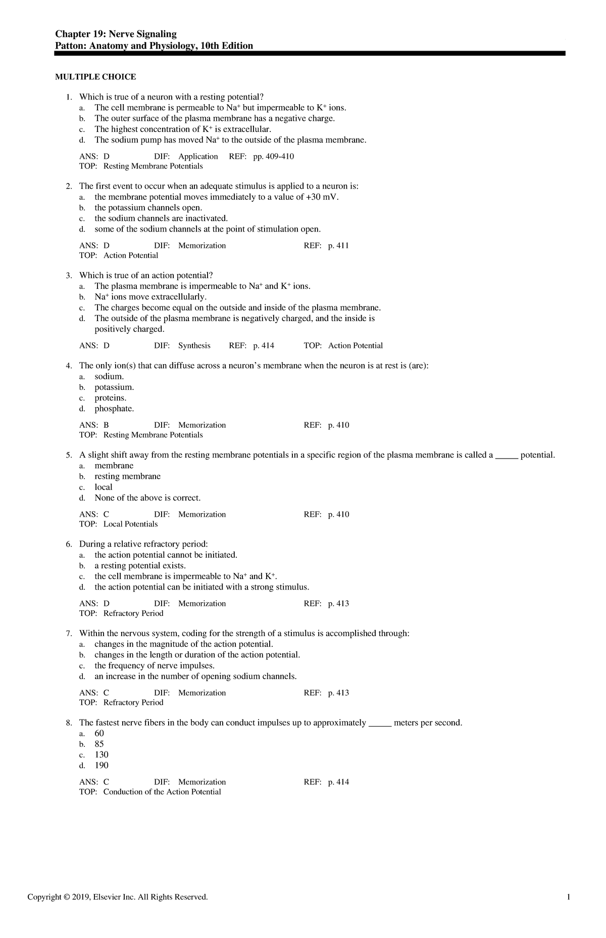 Exam View - Chapter 19 - BIO TEST BANK NURSING STUDY GUIDE ANATOMY ...