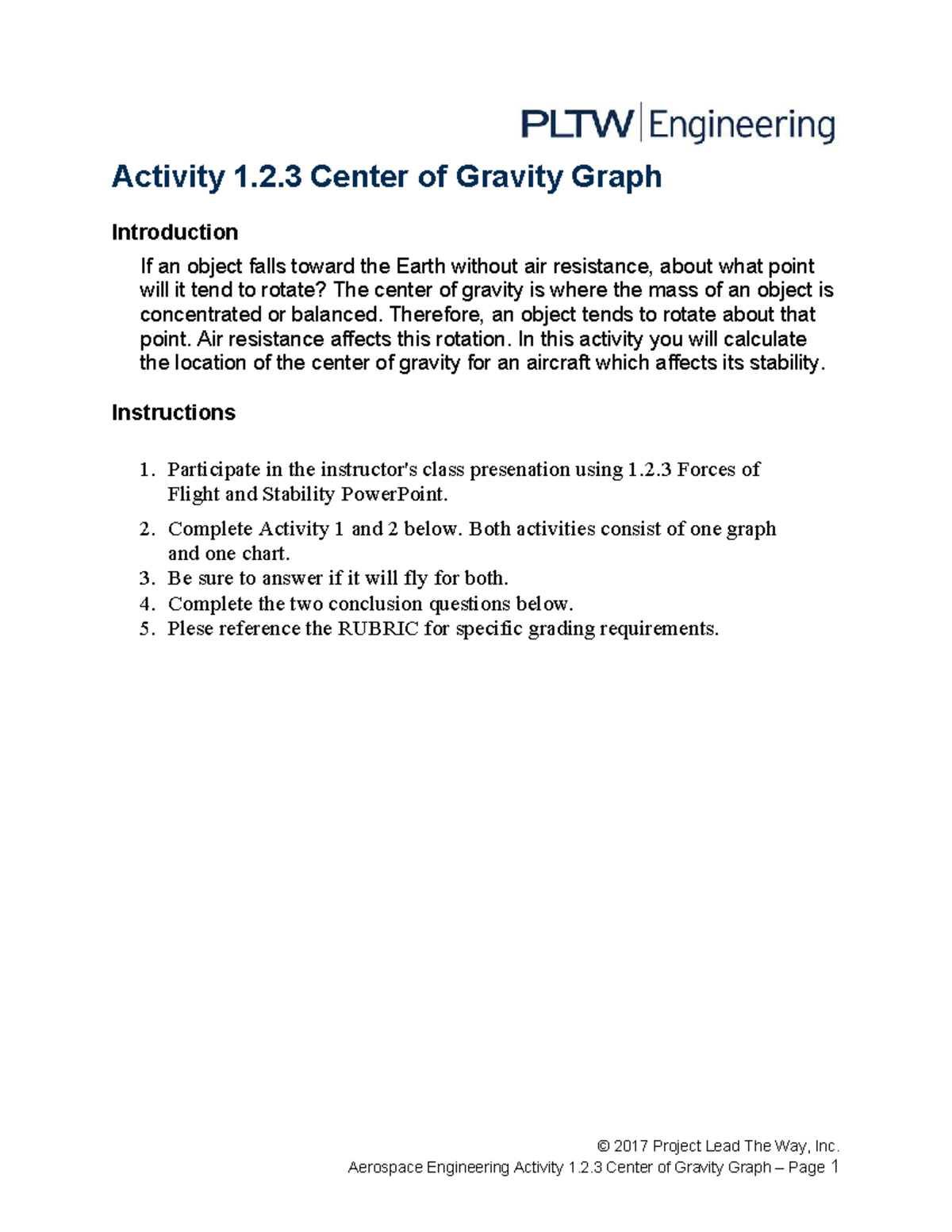 Copy of 1.2.3 - Center of Gravity Worksheet - Activity 1.2 Center of ...