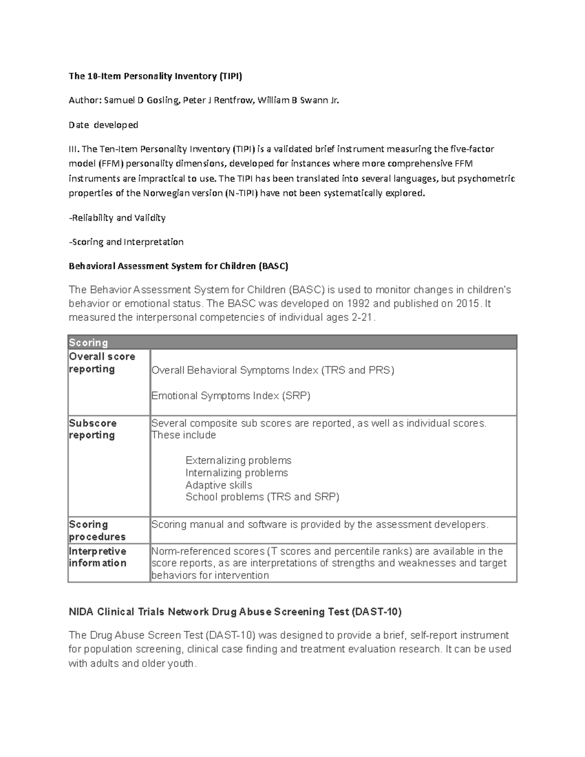 Psych Ass - The 10-Item Personality Inventory (TIPI) Author: Samuel D ...